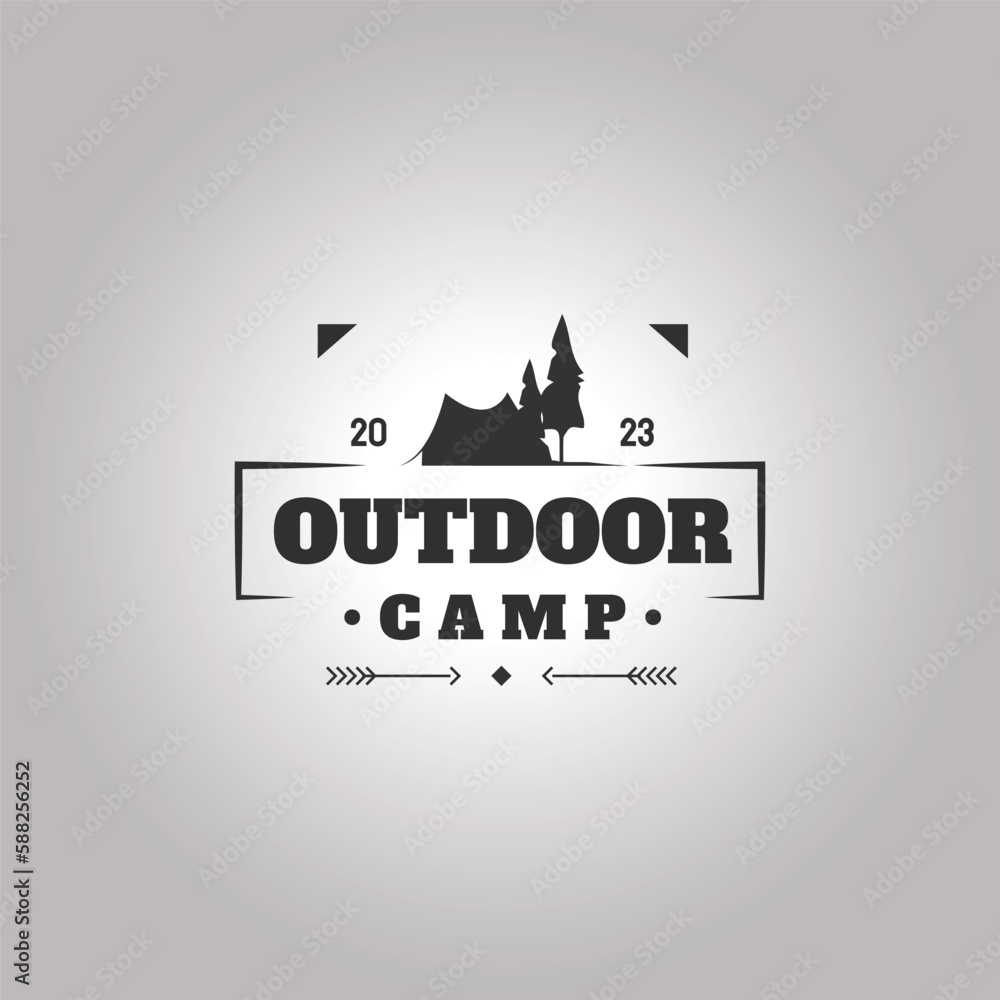 outdoor adventure camp logo design sign or symbol for the camping club ...