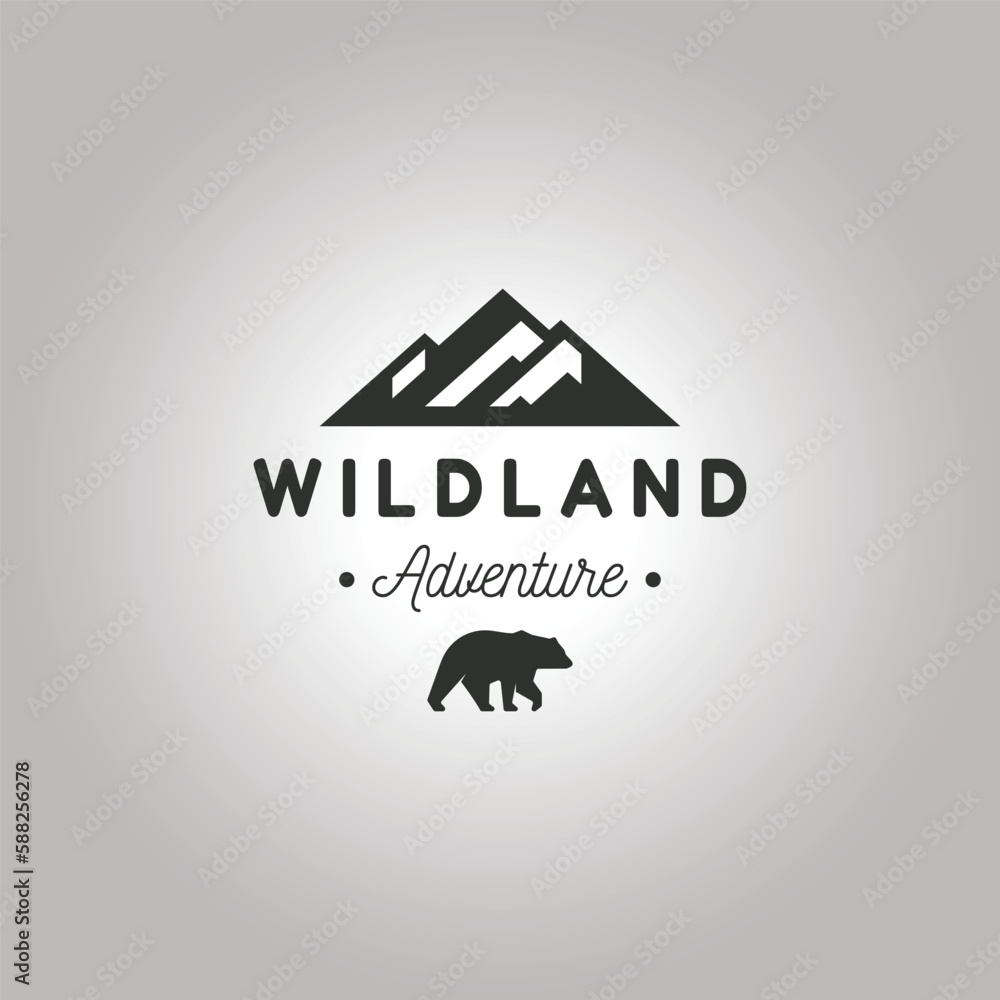 wildland adventure with bear logo adventure outdoor sign or symbol for ...