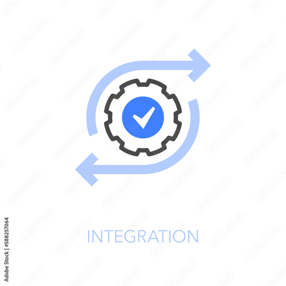 Vetor de Simple visualised integration icon symbol with a cogwheel and ...