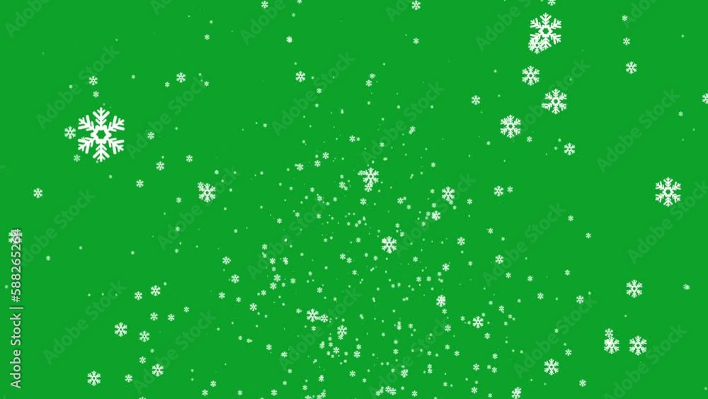 Snow falling down slowly 4K animation on Green screen. Christmas ...