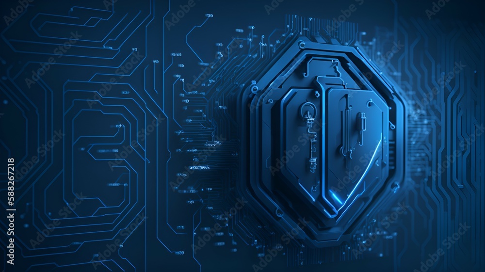 computer Shield cyber Key lock security system abstract technology ...