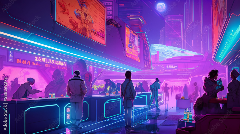 cyberpunk bar Stock Illustration | Adobe Stock