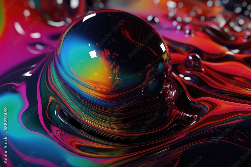 abstract chromatic HDRI background with liquid texture - Generative AI ...