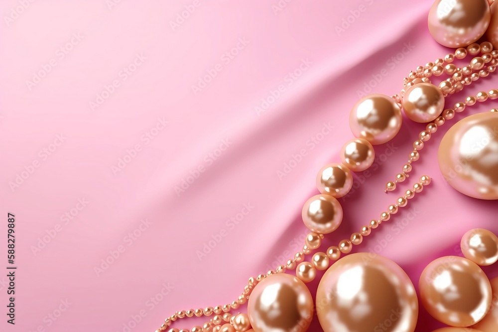 golden pearls and pink background Stock Illustration | Adobe Stock