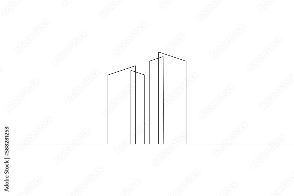 One continuous line. House logo. Modern architecture. Building symbol ...