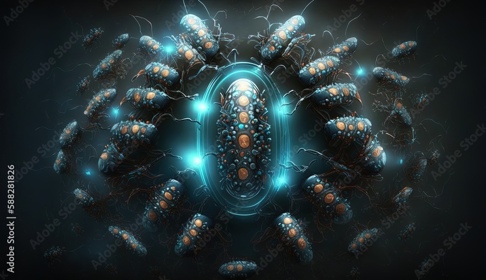 Nanotechnology, A swarm of tiny nanobots generative ai Stock ...