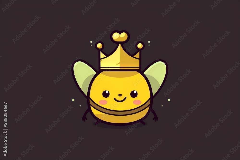 a cute little bee with a crown on top of it's head and a smile on its ...