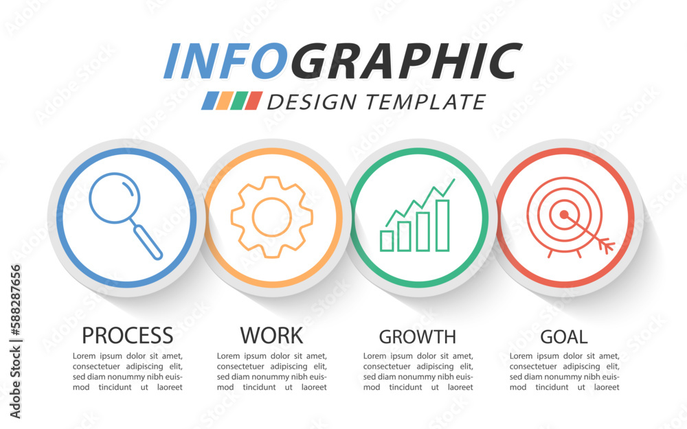 Infographic template. 4 Step timeline journey, Flat simple infographics ...