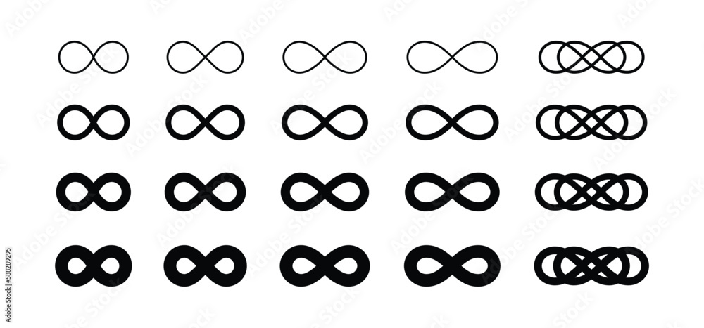Infinity symbol different widths set on white background. Vector Stock ...