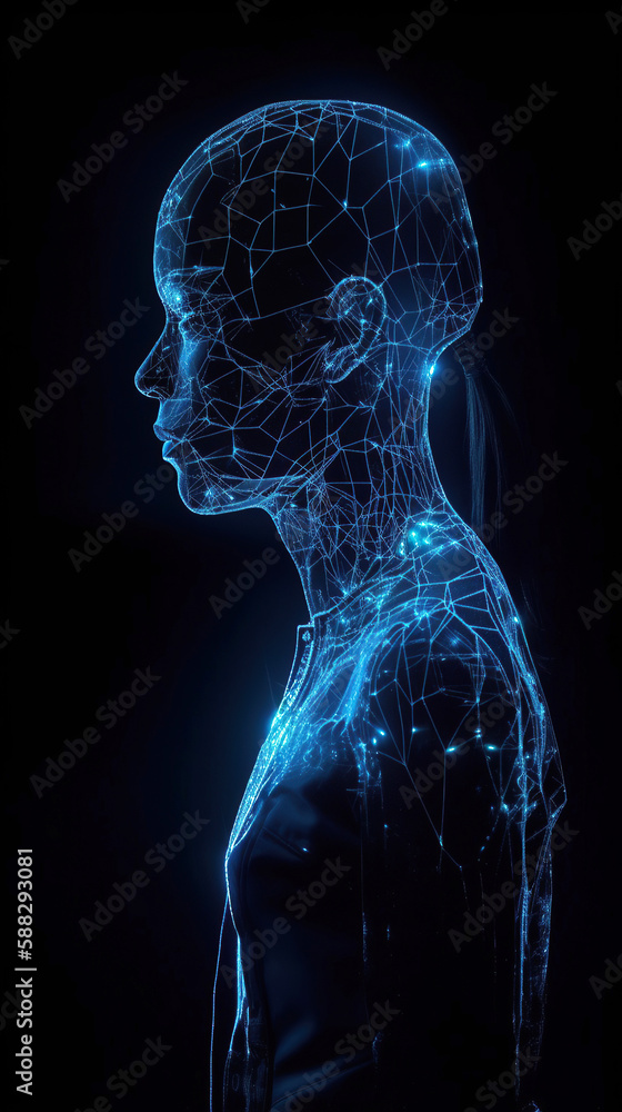 ai generated illustration Human head outline with circuit board talking ...