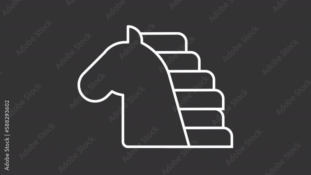 Animated horse white line icon. Fast running animal. Purebred stallion ...