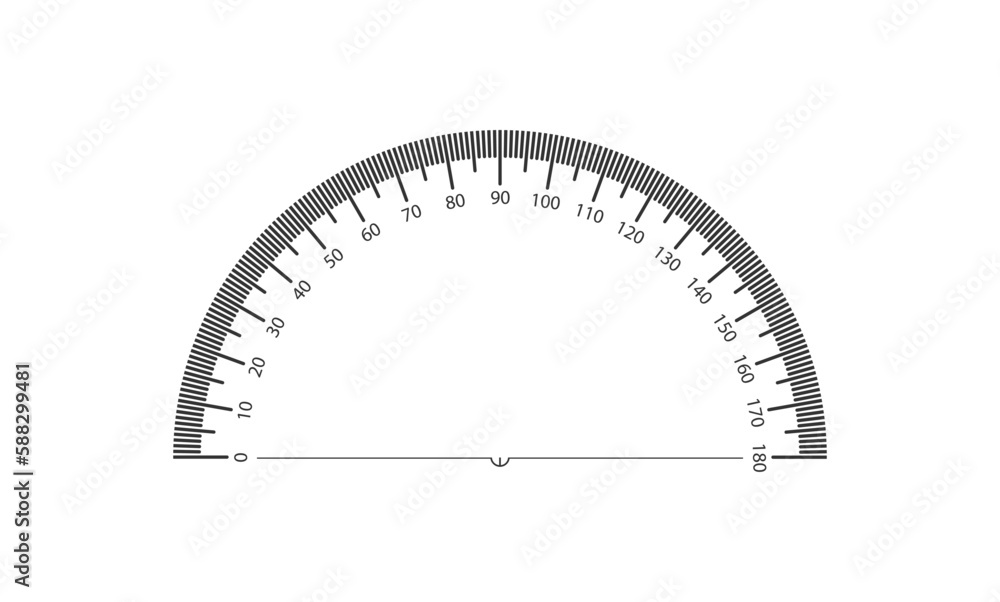 Real protractor on transparent background. 1 division is 1 degree ...