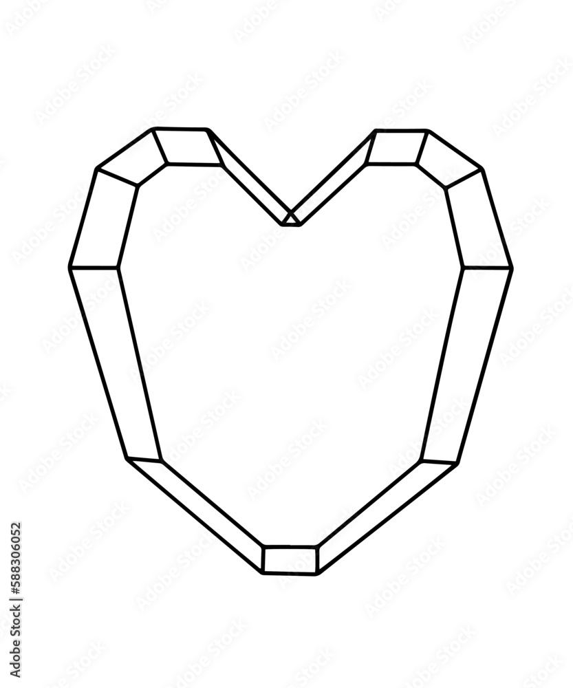 Linear clip art heart on a white background. Vector. Facets, grid ...