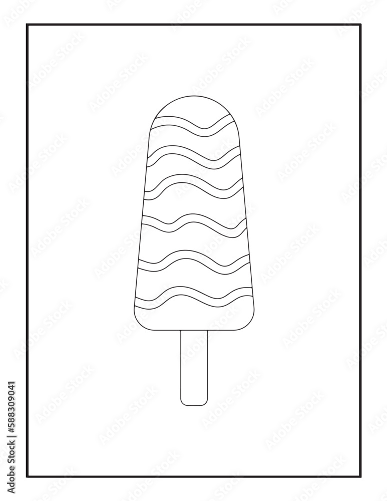 Coloring page - ice cream lolly. Triple scoop ice cream with sprinkles ...