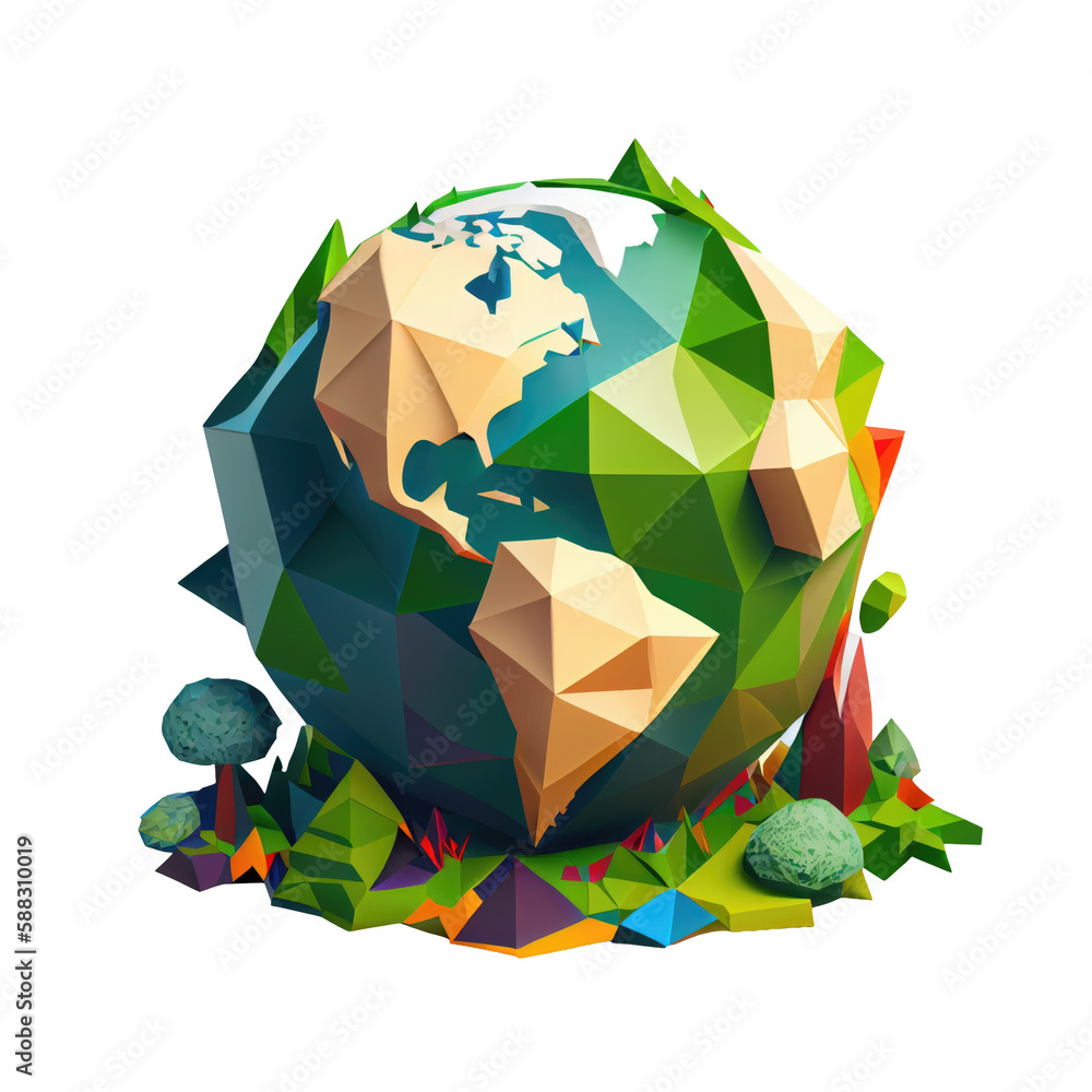Cartoon planet cute 3d icon Earth day or environment conservation ...