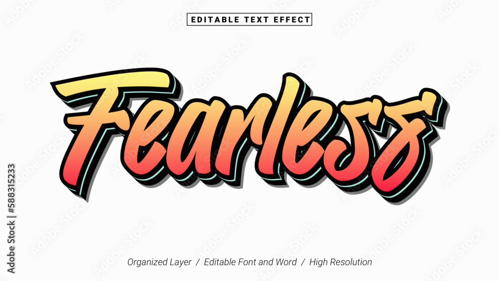 Editable Fearless Font Design. Alphabet Typography Template Text Effect ...