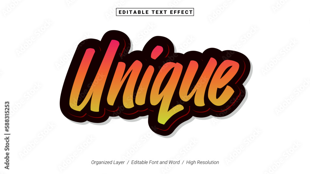 Editable Unique Font Design. Alphabet Typography Template Text Effect ...