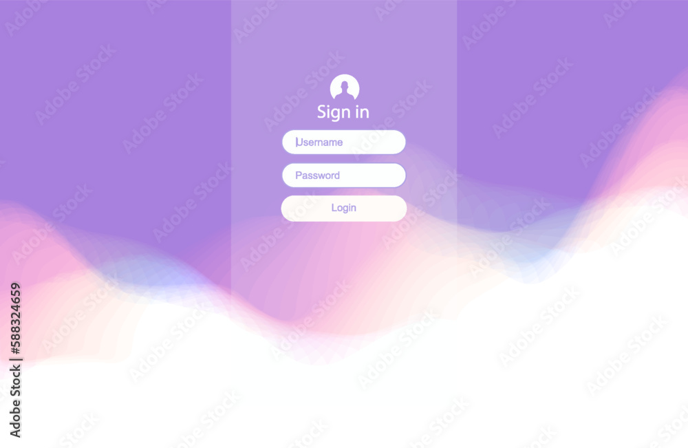 Login user interface. Realistic landscape with waves. Water surface ...