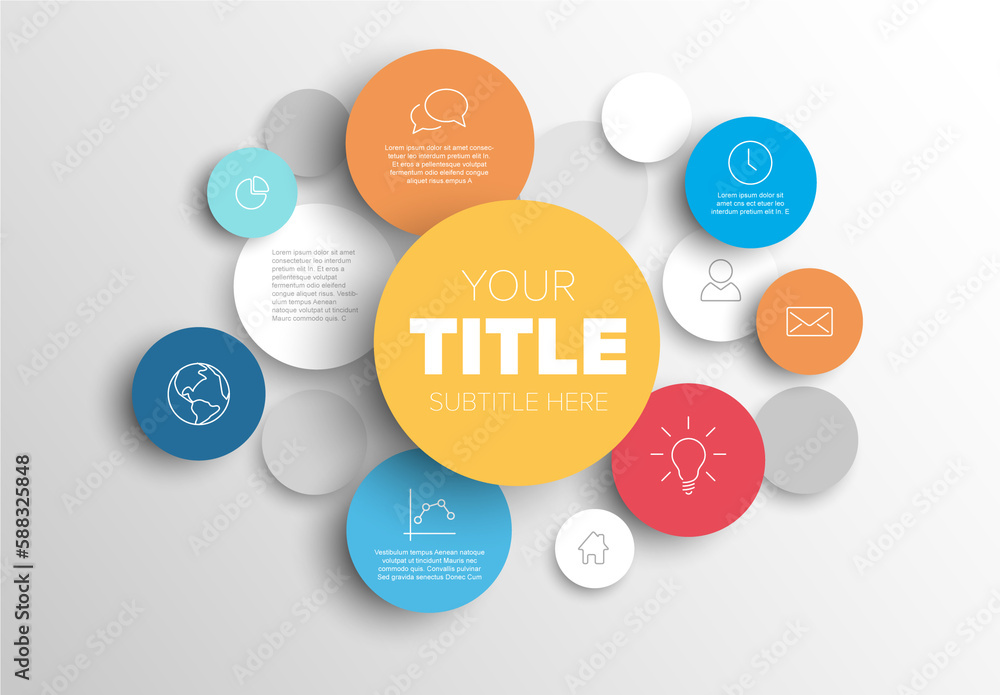 Vector Minimalist Infographic report template with pastel circles and ...