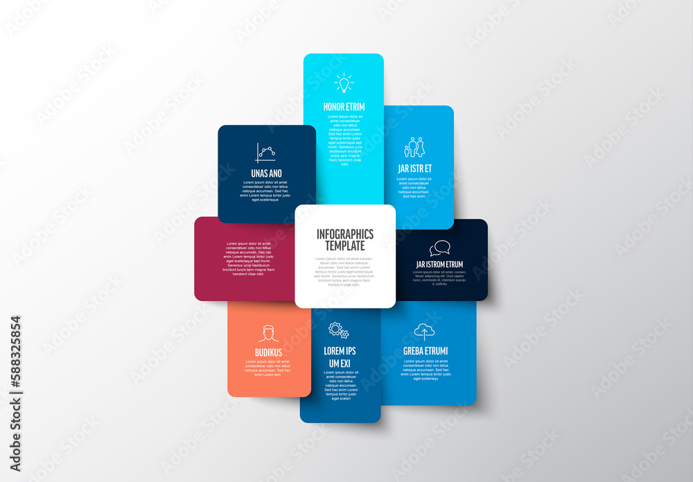 Blue and red infographic made from content rounded blocks Stock ...