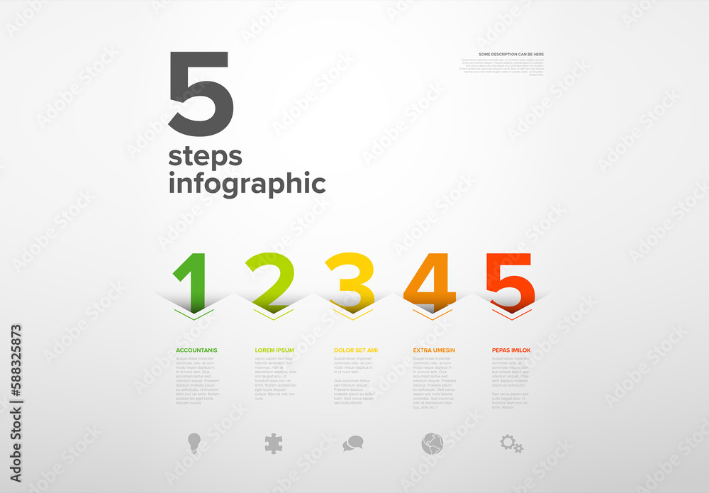 Five color horizontal steps progress page template Stock Template ...