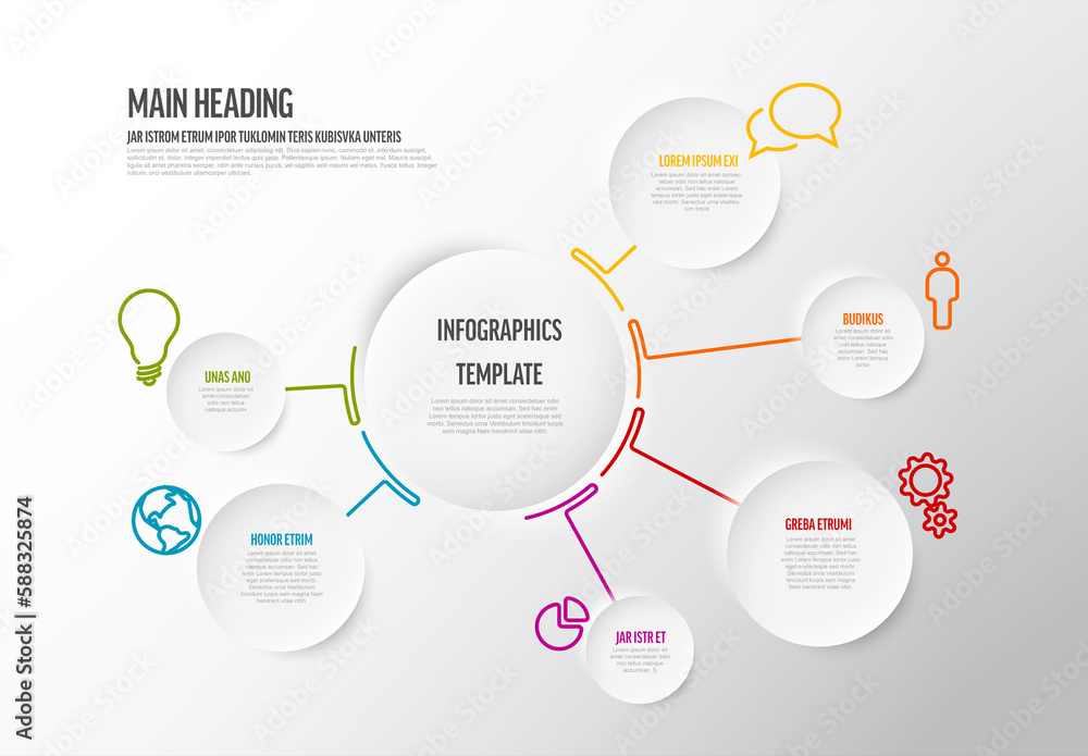 Infographic Circle Template With Smaller Circle Elements Stock Template