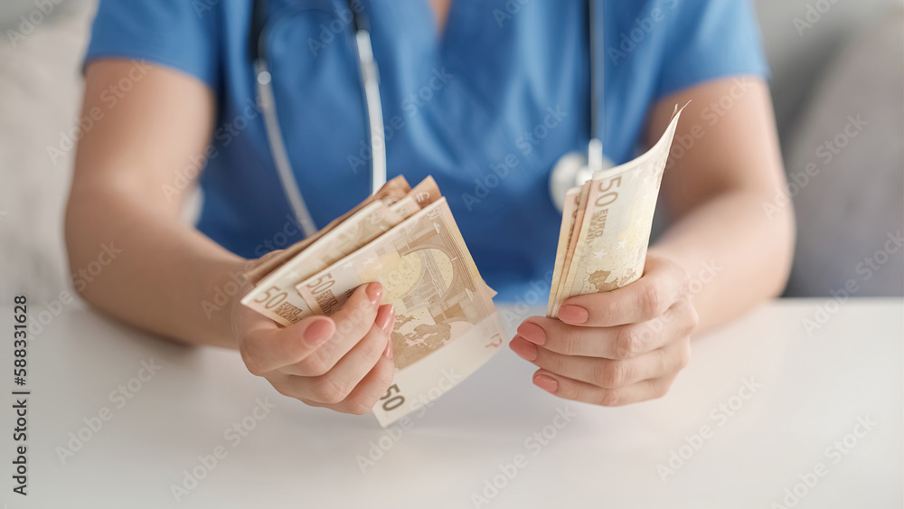 Foto de Doctor money. Healthcare income. Expensive medicine. Closeup of ...