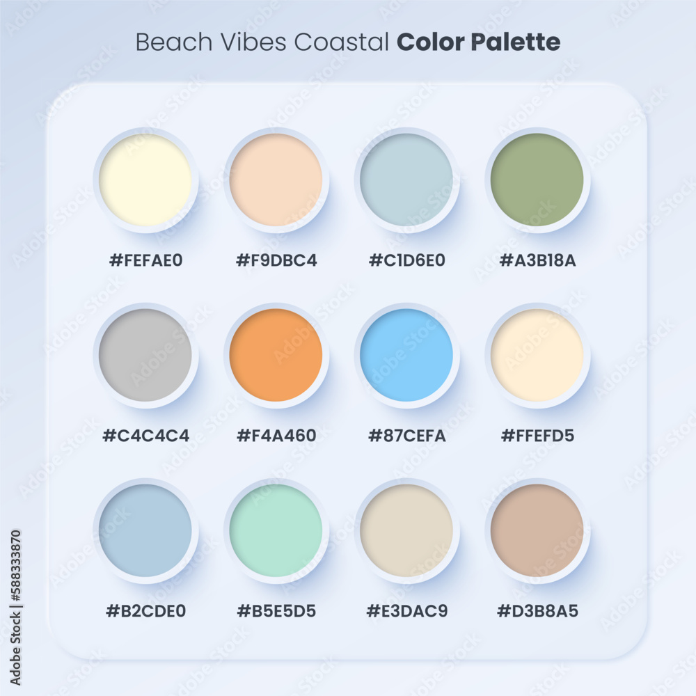Beach Vibes Coastal Stunning Collection of RGB HEX Swatches. New ...