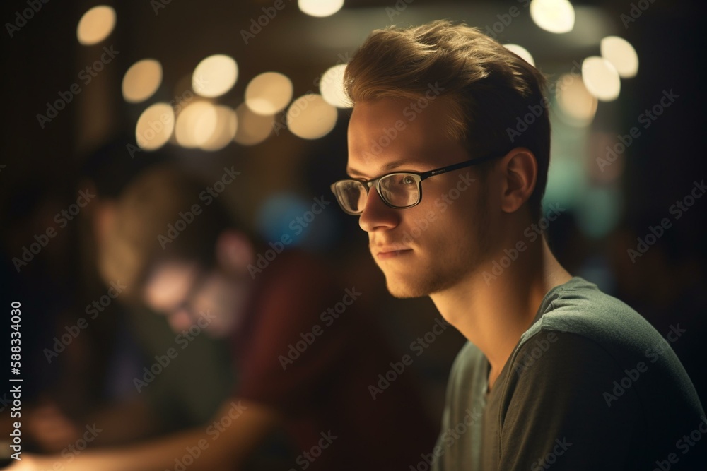 A startup founder at work, bokeh, Non-existent person in generative AI ...