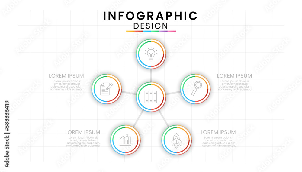 Business data process chart concept. Circle infographic icons designed ...