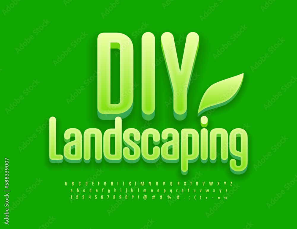 Vector eco sign DIY Landscaping with decorative Leaf. Stylish Green ...
