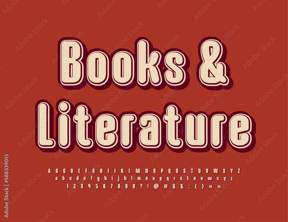 Vector stylish Emblem Book Club. Retro style Font. Bright Alphabet ...