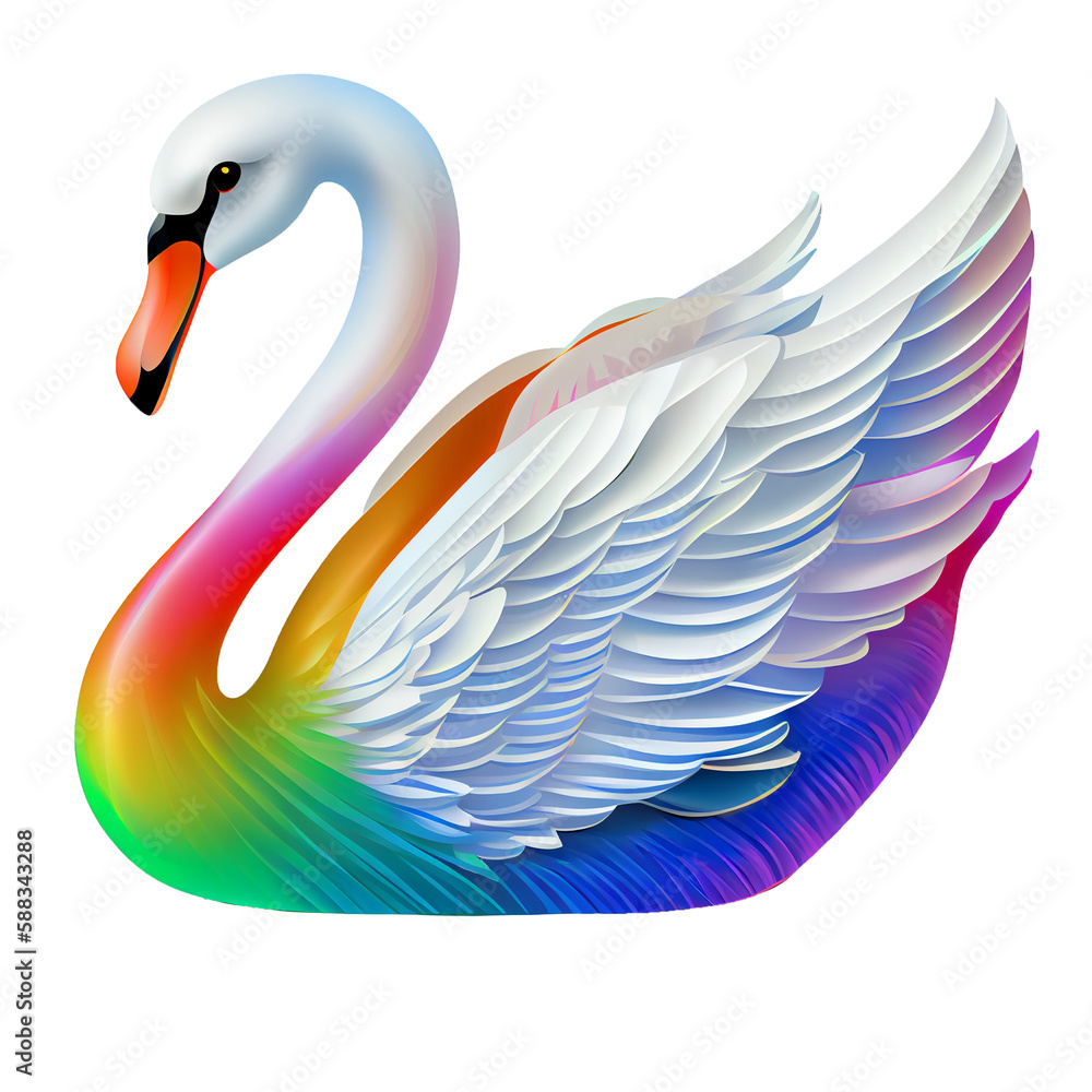 Colorful Swan clipart, Swan on transparent background, sublimation ...