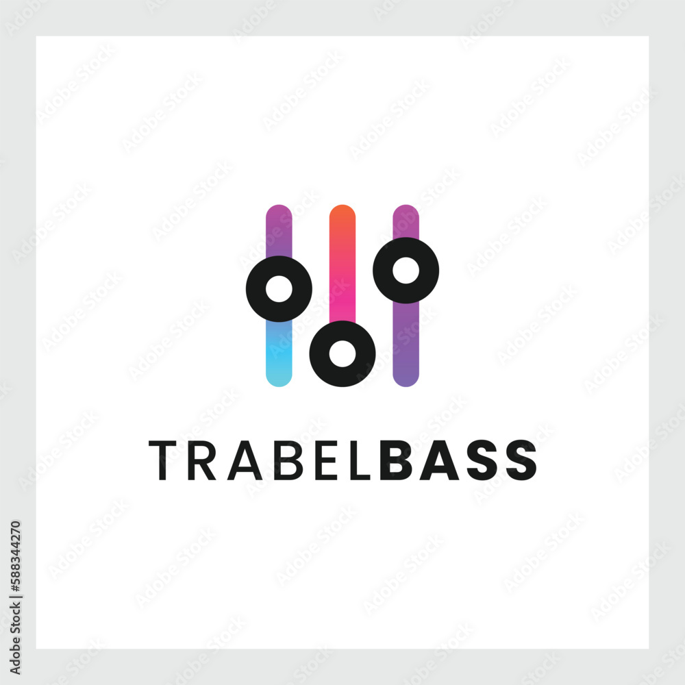 Logo template electronic music, equalizer, store, dj, nightclub, disco ...