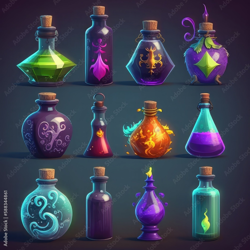ui potion bottle video game ai generated Stock Illustration | Adobe Stock