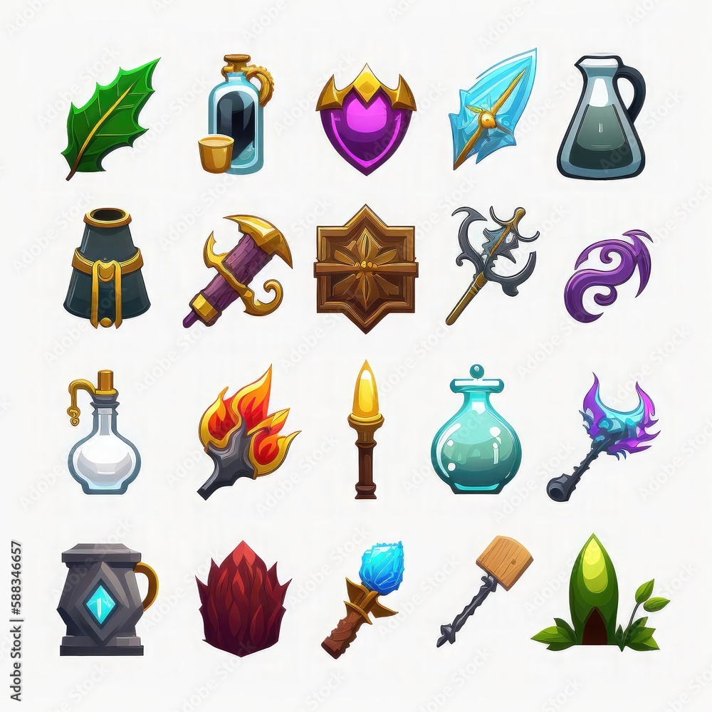 symbol rpg 2d game icons ai generated Stock Illustration | Adobe Stock