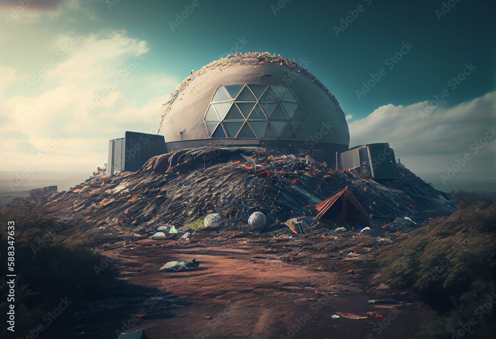 Ilustrace „Huge garbage pile landfill and waste disposal plant and ...