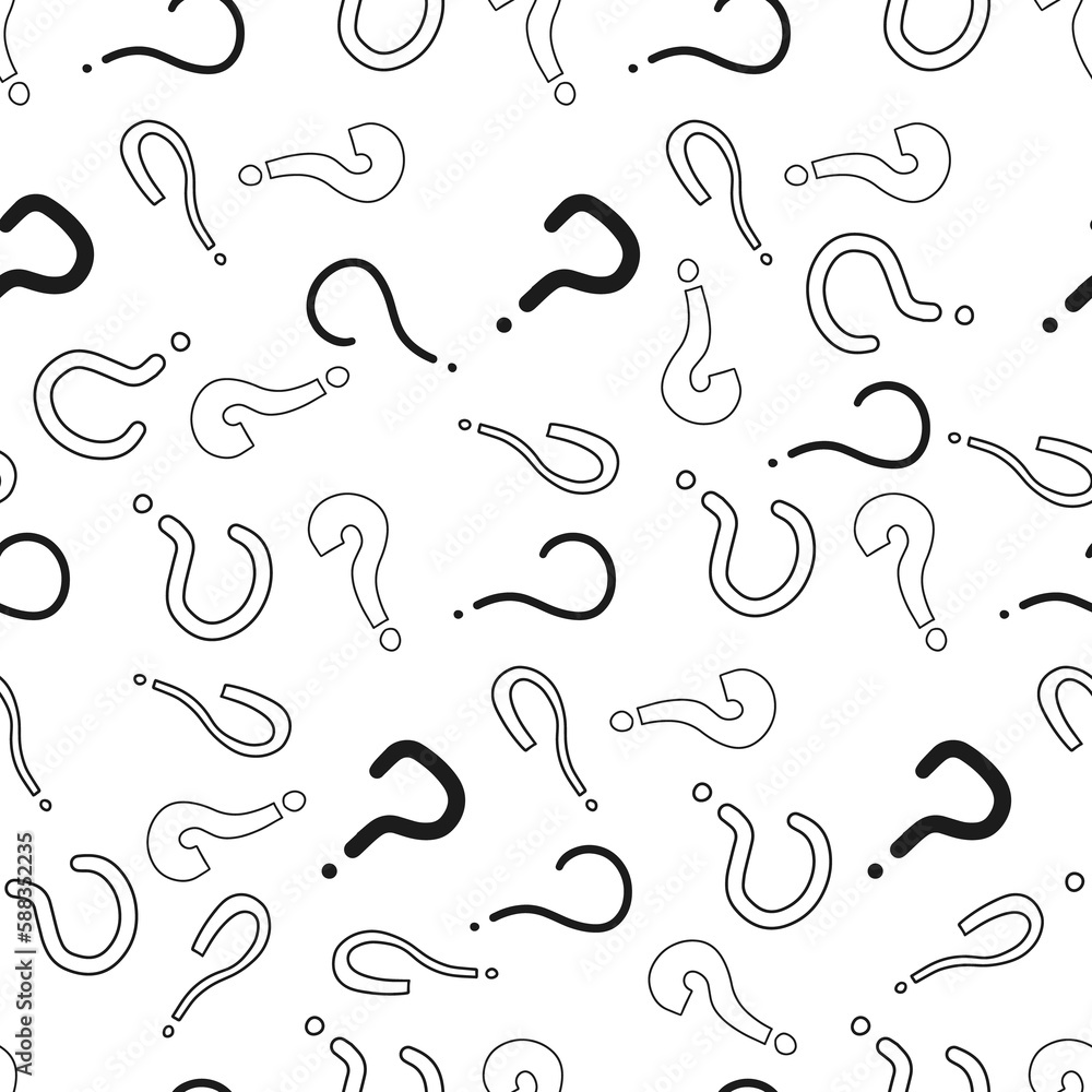 Seamless pattern with hand-drawn question marks. Illustration on ...