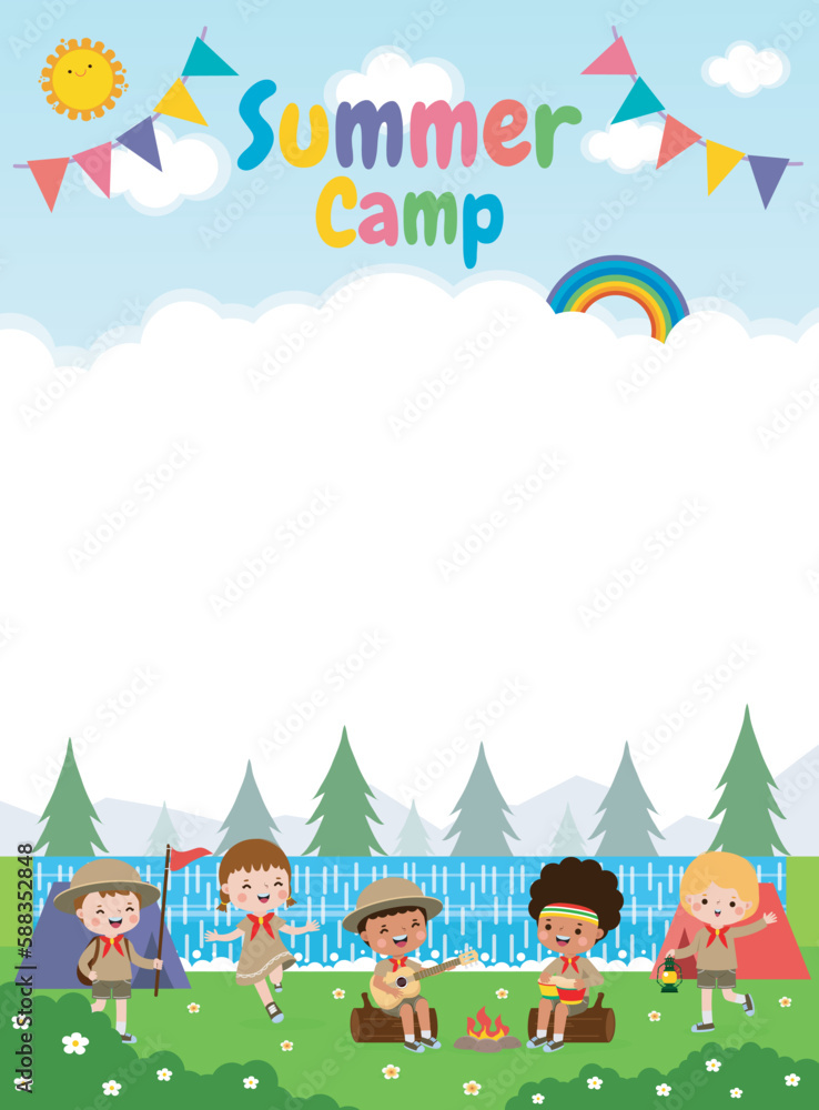 kids summer camp background education Banner Template for advertising ...