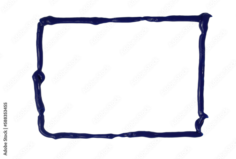 Navy blue rectangular frame made of paint squeezed from a tube ...