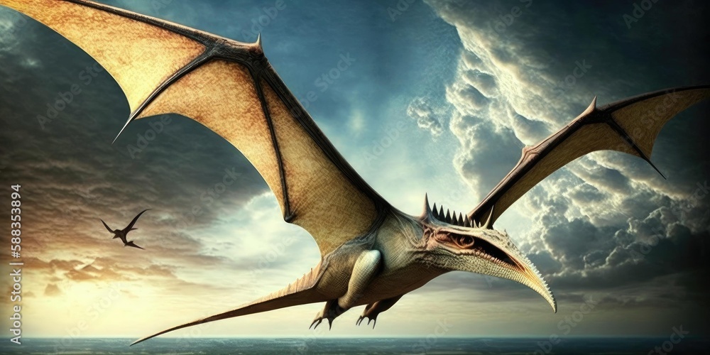 Flying imaginative creature or dinosaur fly in the sky. superlative ...