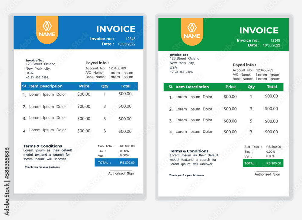 Vetor de Business Minimal Corporate Invoice design template vector ...