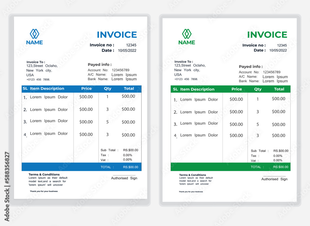 Business Minimal Corporate Invoice design template vector illustration ...