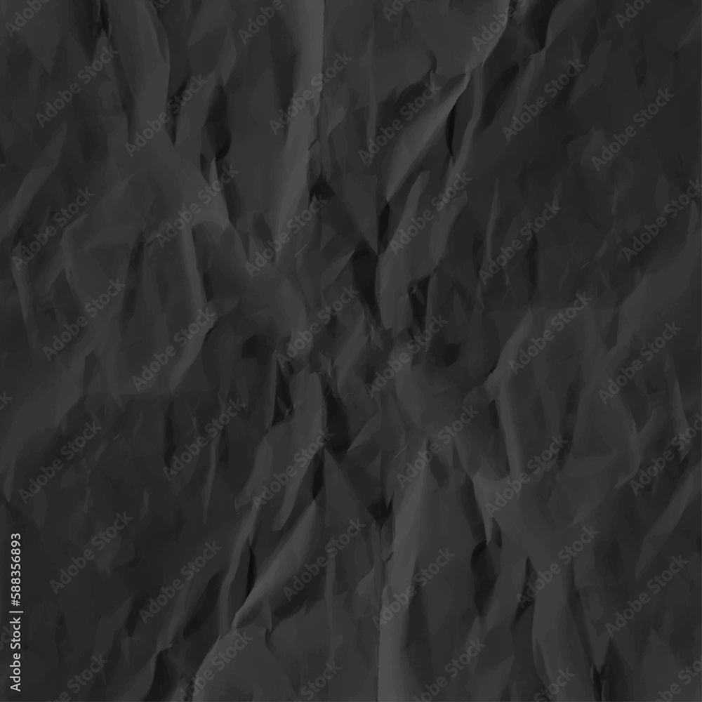 Black creased crumpled paper texture can be use as background. Ragged ...