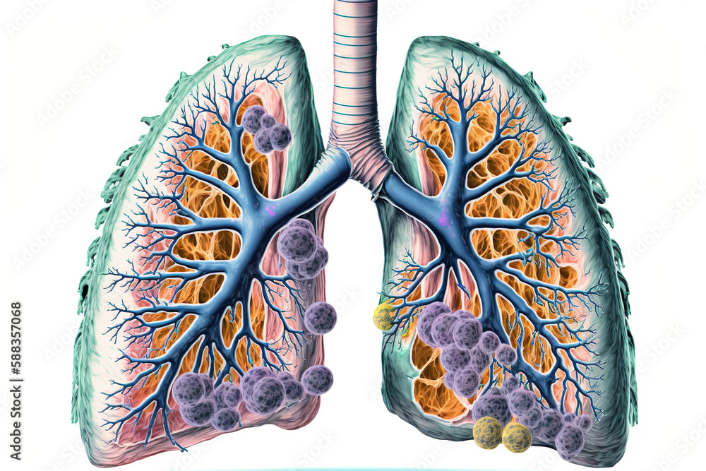 Сoncept of healthy and diseased lungs. Abstraction in the form of human ...