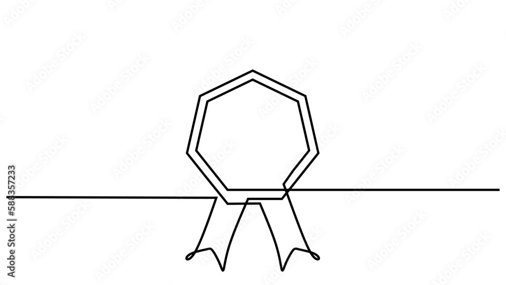 Continuous Line Drawing of Awards and Certificates with Ribbons ...