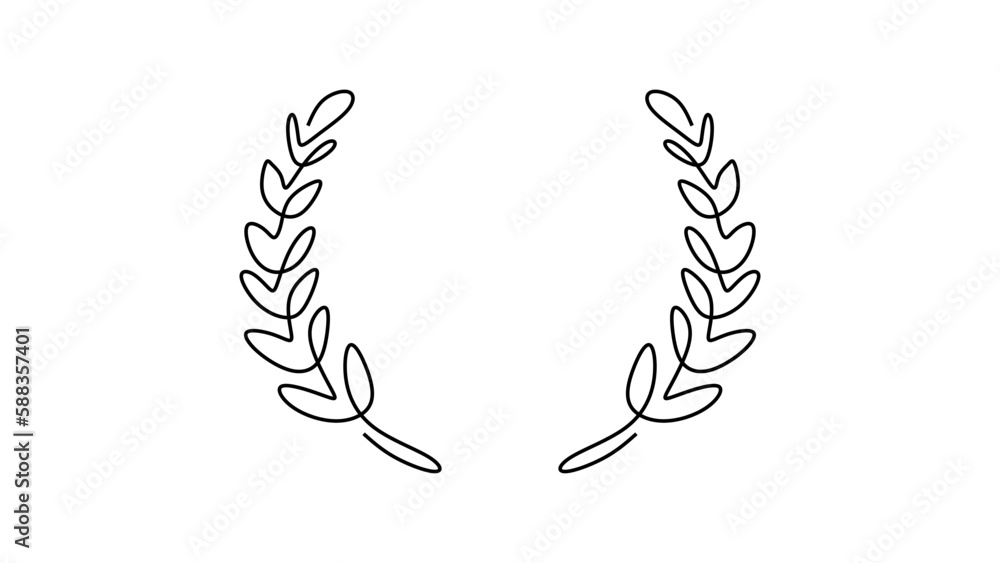 Laurel wreath one line drawing Stock Vector | Adobe Stock