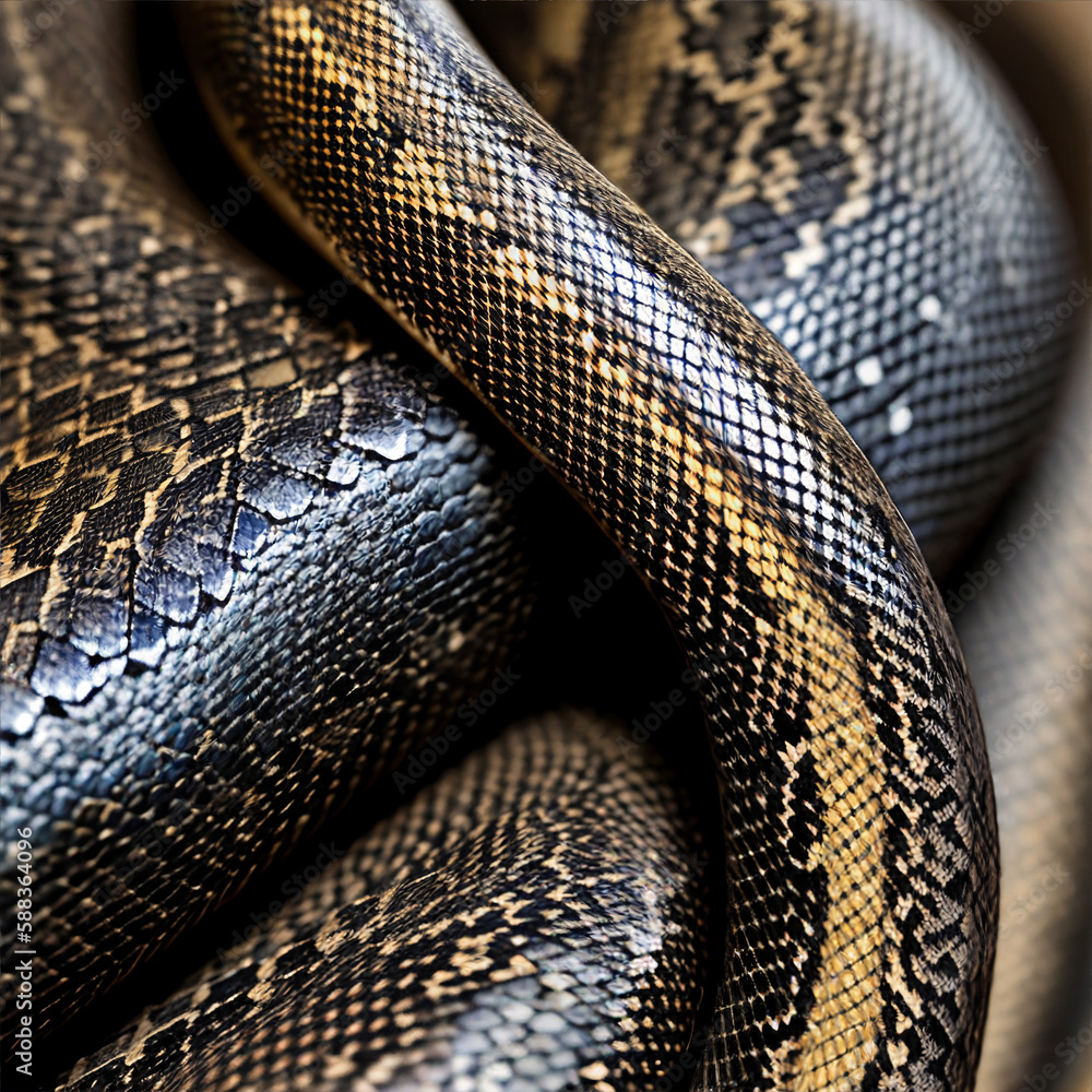 black snake leather skin pattern background with generative AI ...