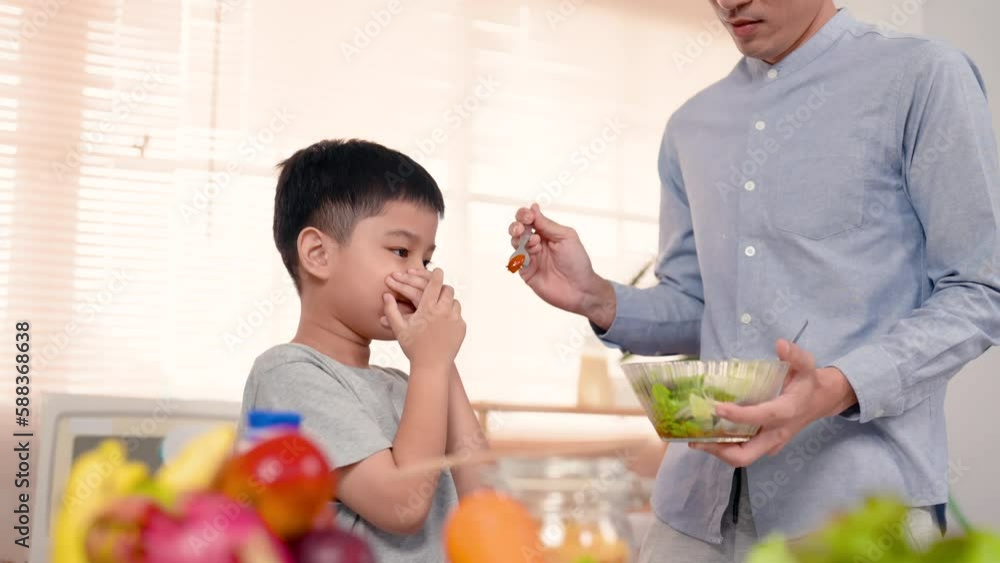 4K, Close-up handsome boy standing covering mouth shook head When ...