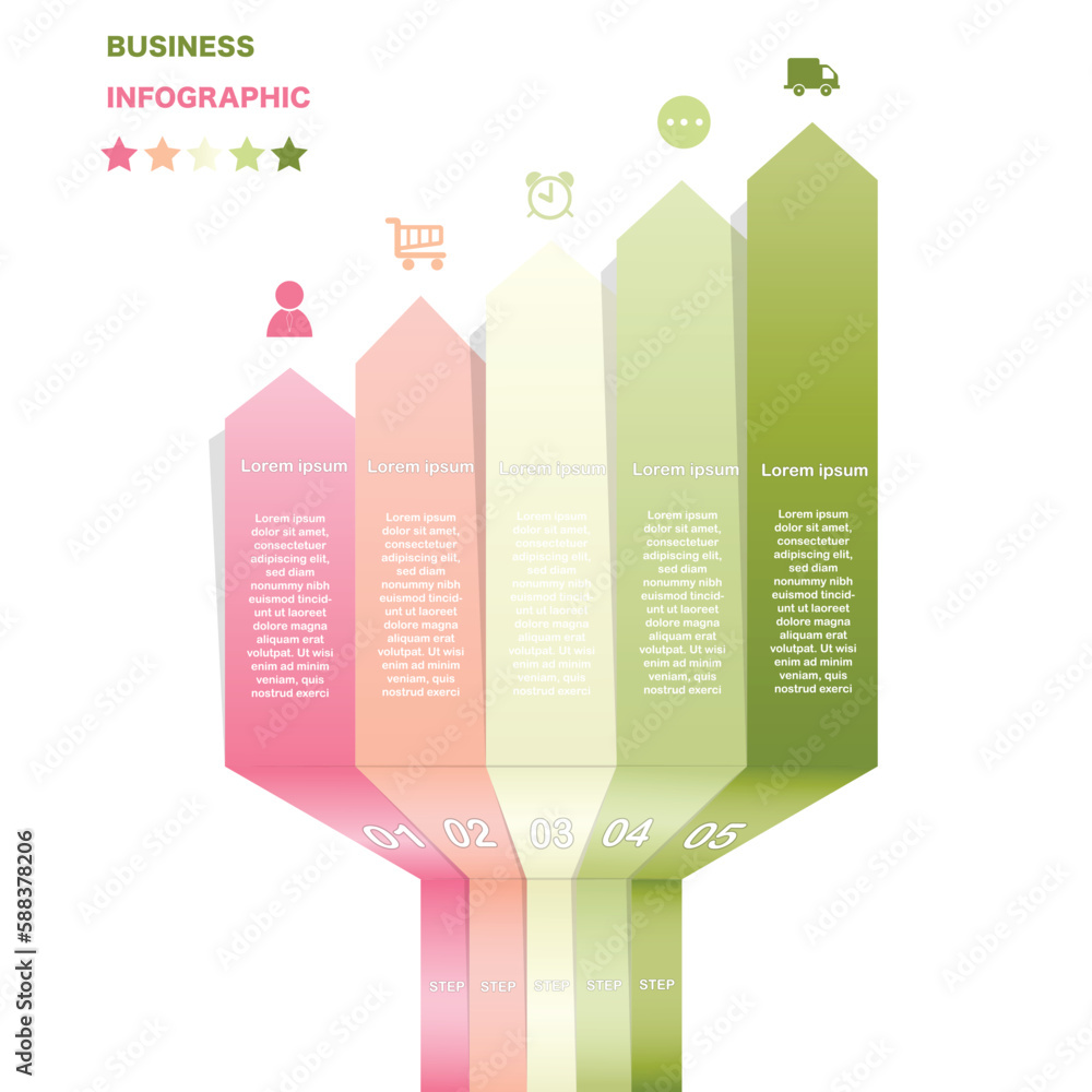 Infographics arrow chart design element,5 options design for business ...